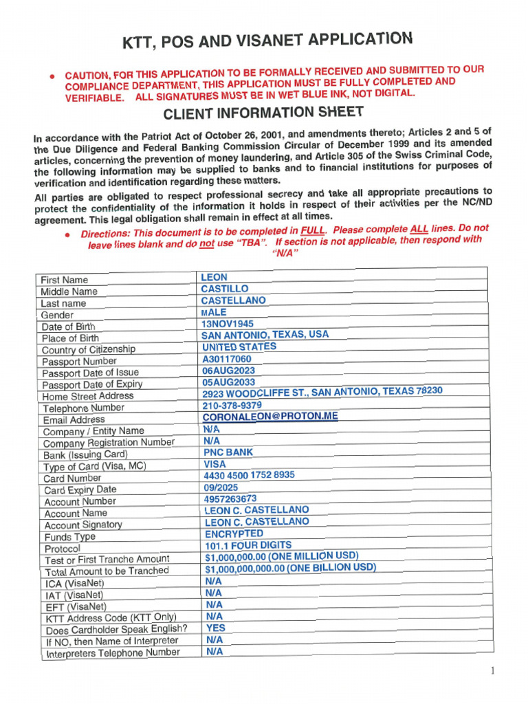 Castellano CIS POS 101.1 Application KYC 01312024153121 | PDF