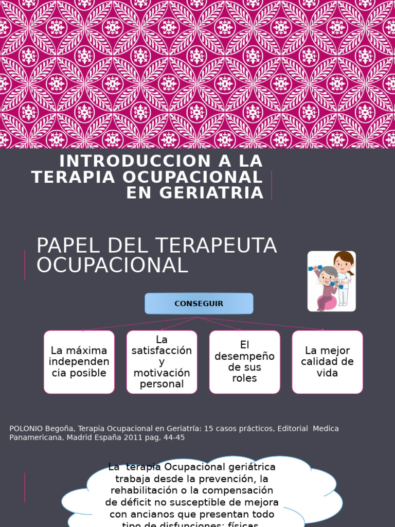 Introduccion A La Terapia Ocupacional en Geriatria | PDF