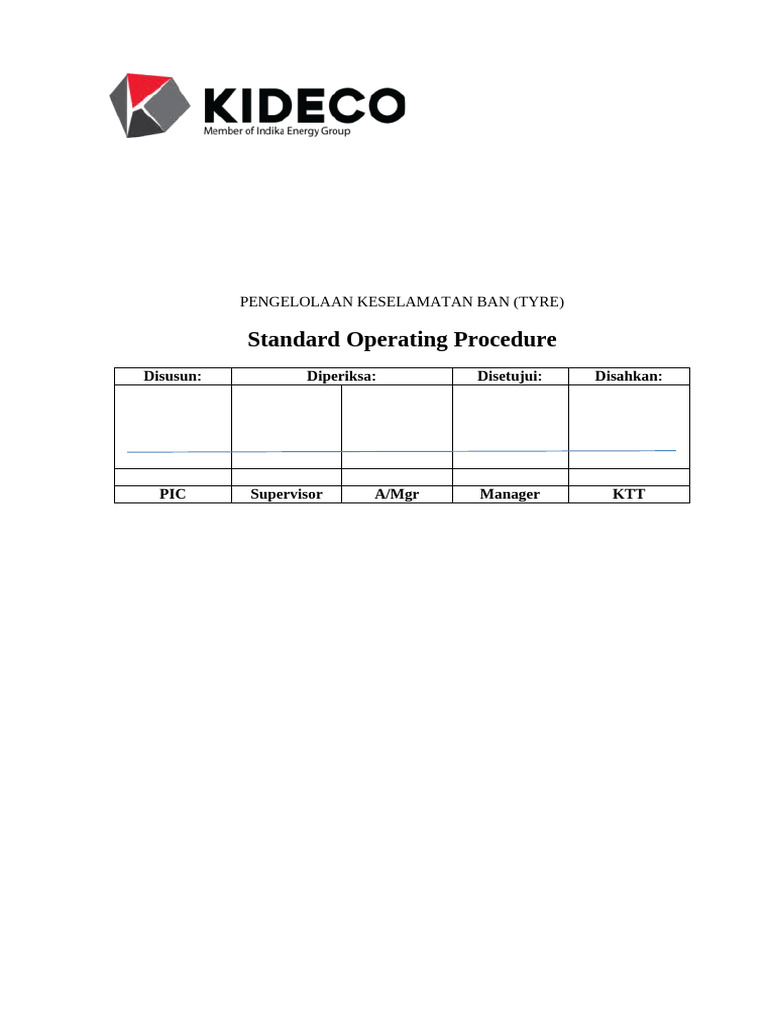 SOP-SAF-000_Pengelolaan Keselamatan Ban (Tyre)_20240108 (2) | PDF