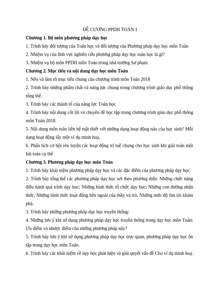De cương PPDH Toan 1 | PDF
