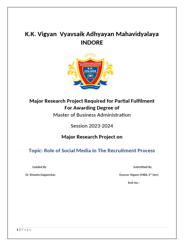 MRP Project Final | PDF