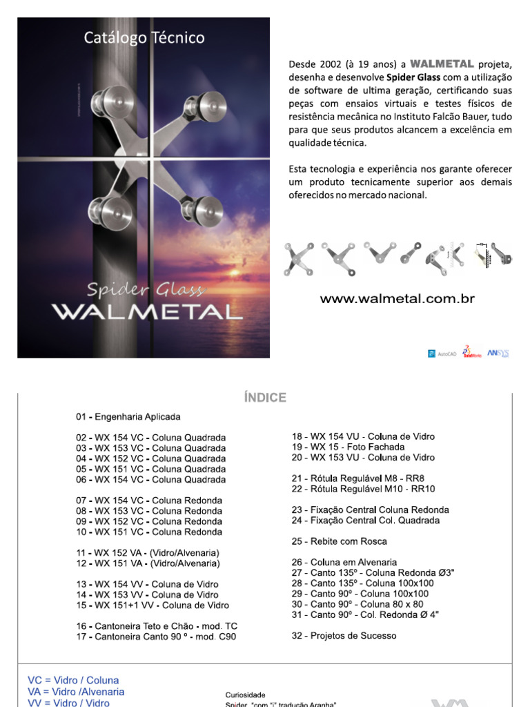 Catalogo Tecnico Spider Glass WALMETAL - 2021 - R3 | PDF