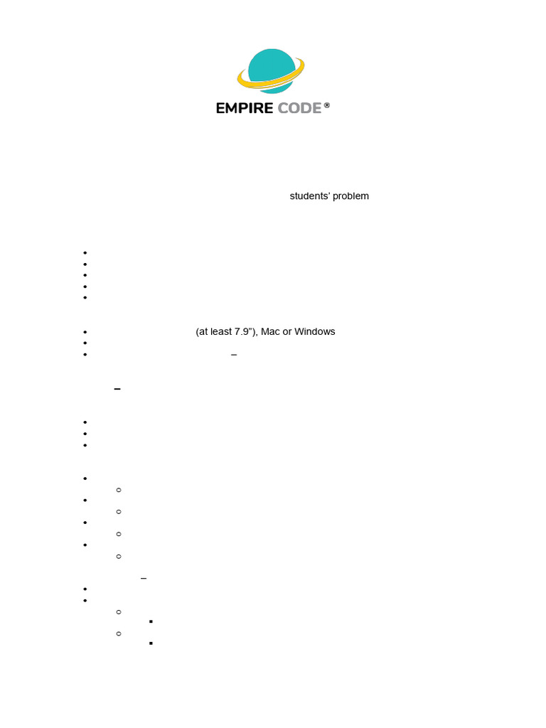 Empire Code - LEGO WeDo Robotics Levels 1 & 2 - Framework (40hours) | PDF