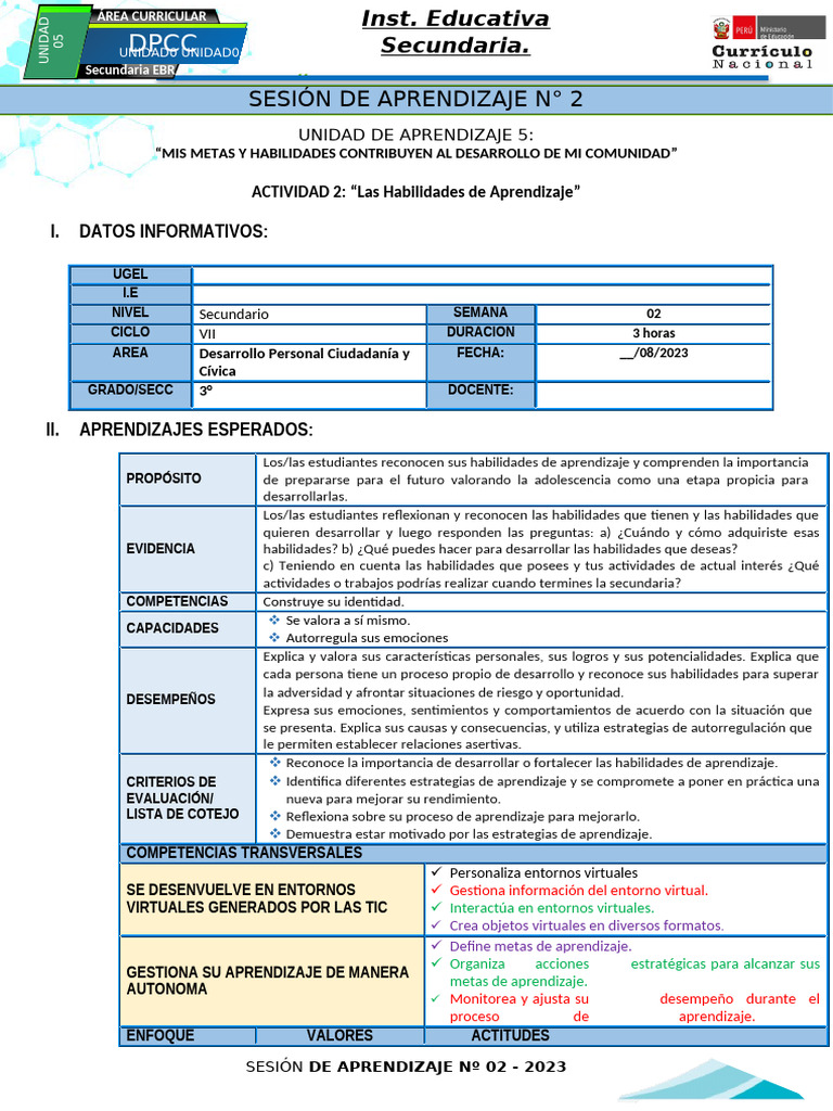 3º DPCC - Ses 2 Uni 5 - Sem 02 | PDF