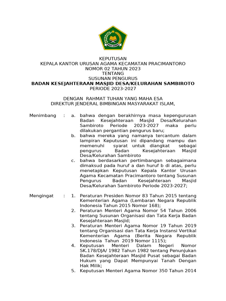 BKM Sambiroto | PDF