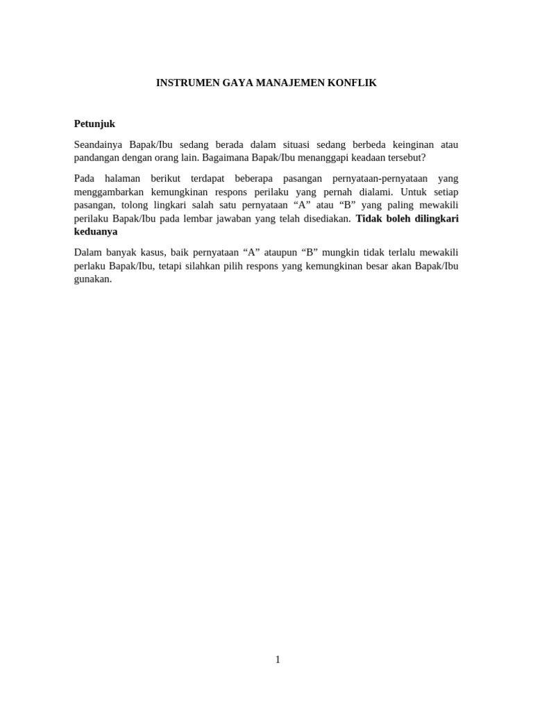 Ubaed - LK2 Instrumen Model Konflik Thomas Kilman | PDF