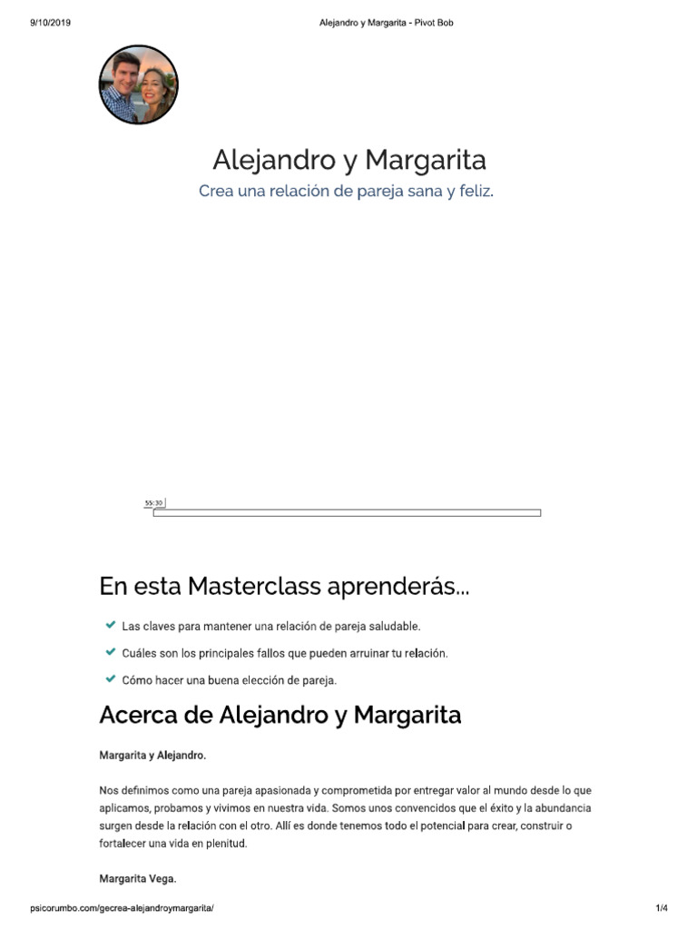 Alejandro y Margarita Crea Una Relación de Pareja Sana y Feliz. | PDF
