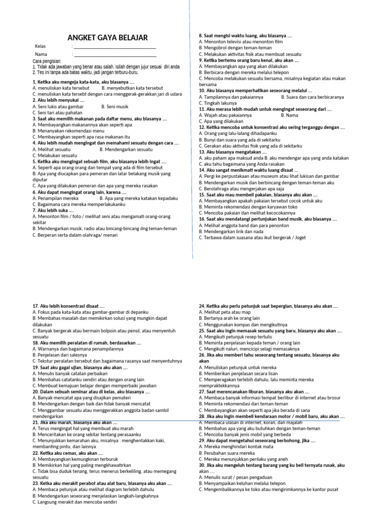 ANGKET GB 2 Colom Fiks | PDF