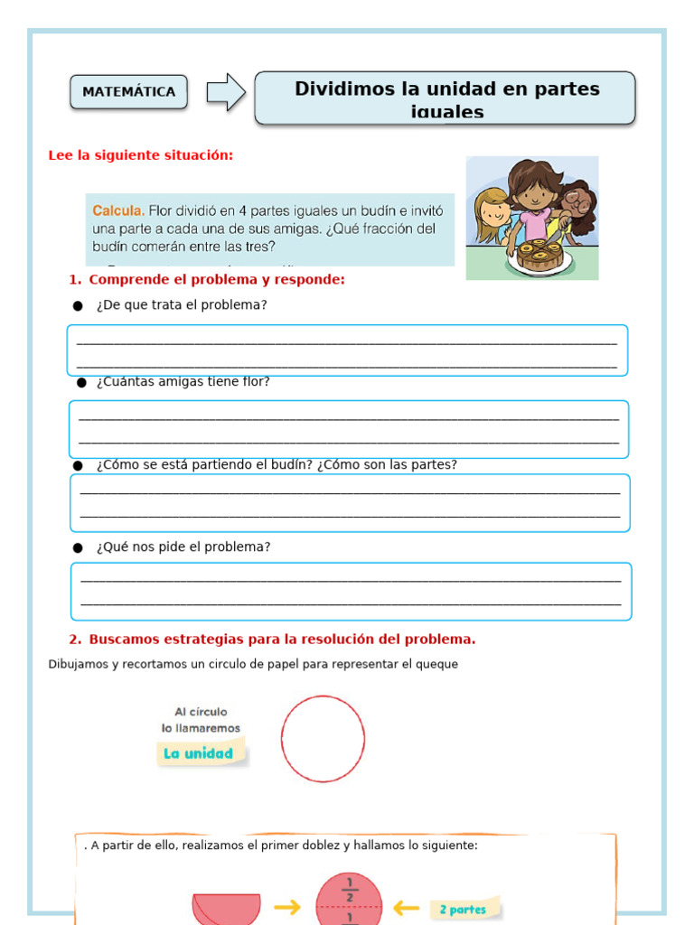 Ficha Mate Mart 27 Dividimos La Unidad en Partes Iguales | PDF