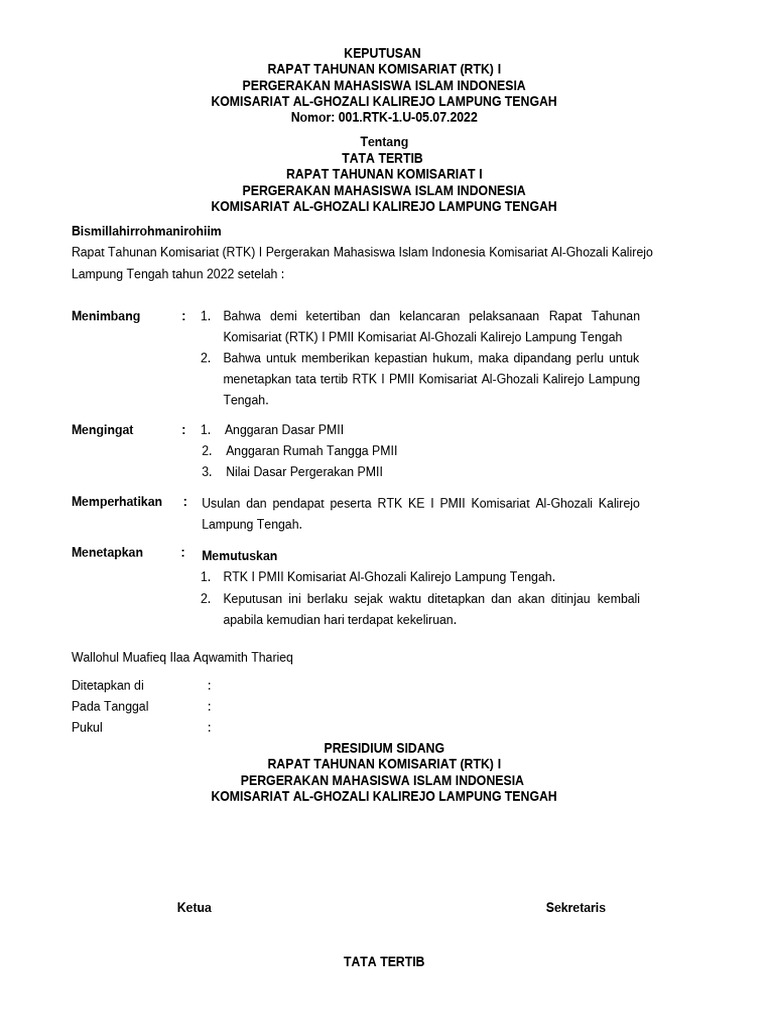 Draft Sidang RTK | PDF