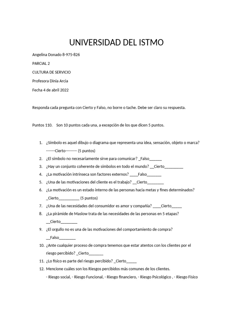 Parcial 2 CULTURA DE SERVICIO UDI-1 | PDF