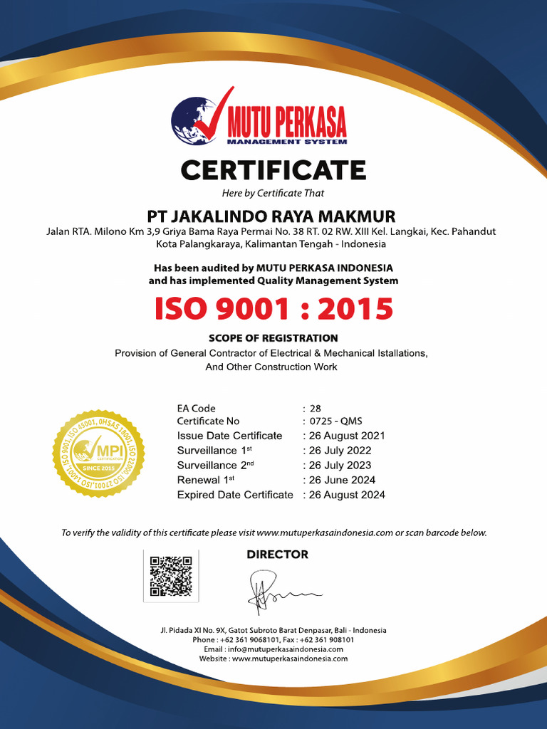 Cert.9001 PT JRM_26 AGUSTUS 2024 | PDF