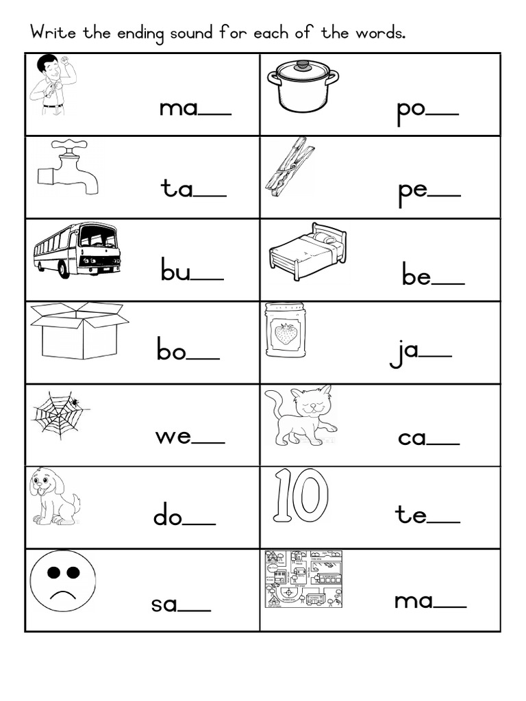 Phonics Practice Test 4 Ending Sounds | PDF