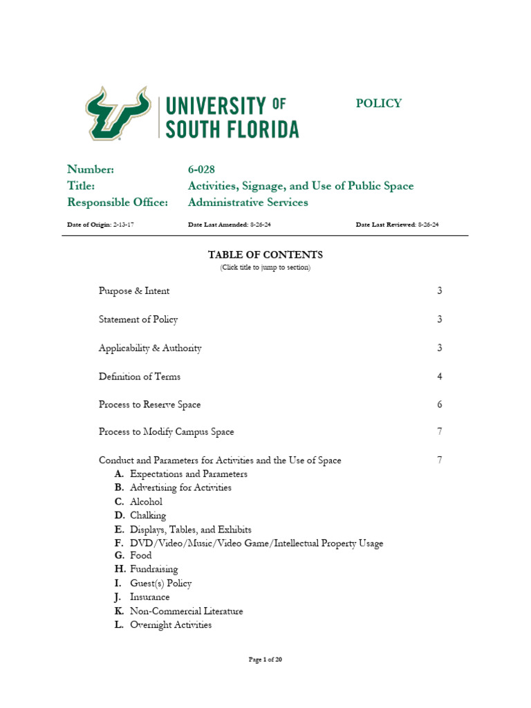 Activities, Signage, and Use of Public Space-Policy 6-028 | PDF