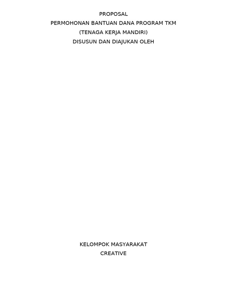 Proposal Tkm Usaha Kecil | PDF