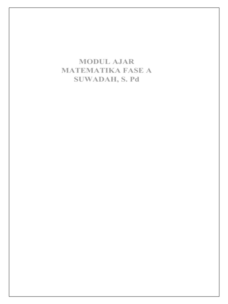 Modul Ajar - MTK - Kls 1 | PDF