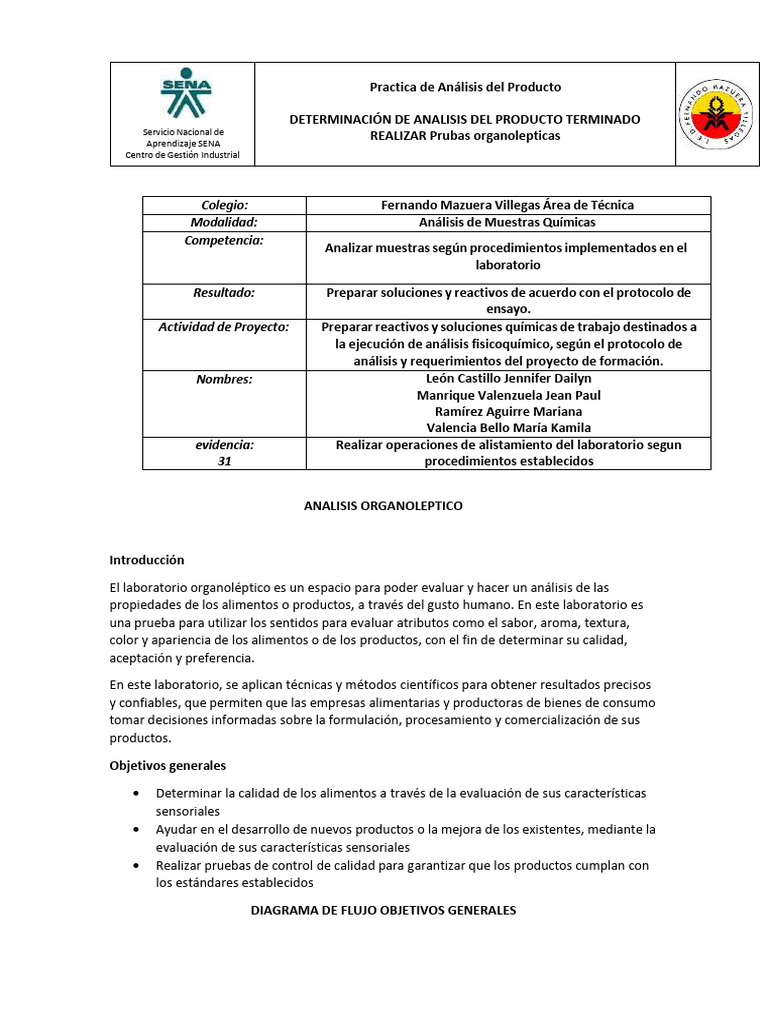 analisis organoleptico | PDF