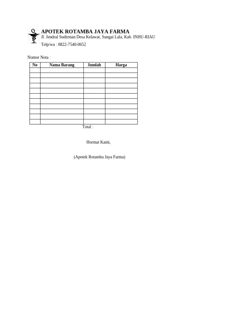 Nota Apotek Rotamba | PDF