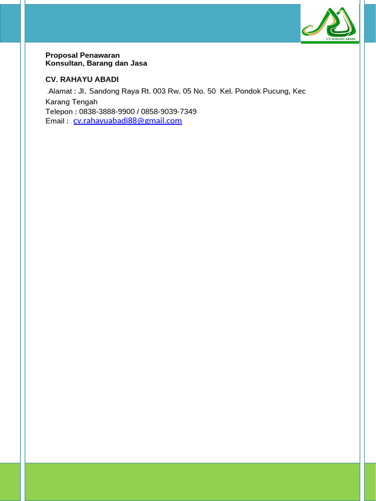Proposal - Penawaran - Konsultan - Dan - Rahayu Abadi Ace Hadware | PDF ...