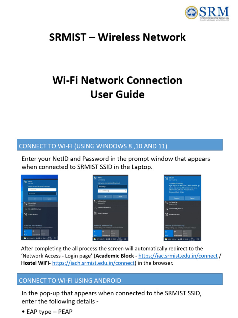 Wifi Network Connection Userguide | PDF
