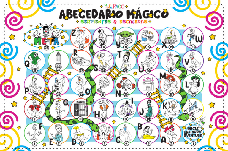 Lona Abecedario Personajes Serpientes y Escaleras | PDF