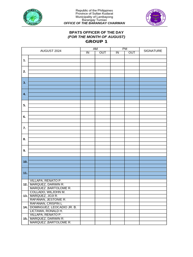 Bpat Attendance Final by Group | PDF