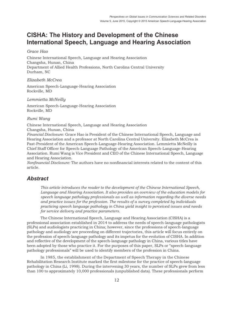 CISHA The History of Development of The Chinese International Speech ...