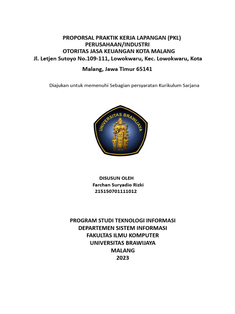 Proposal Pengajuan PKL | PDF