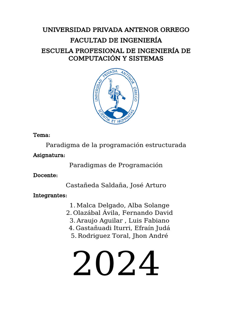 Paradigma de Programación Estructurada-1 | PDF | Paradigmas de programación | Lenguaje de ...