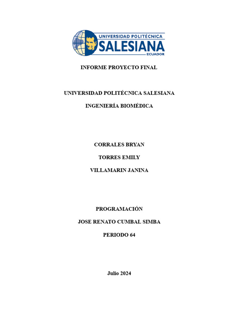 INFORME_PROGRAMACIÓN_PROYECTO FINAL | PDF