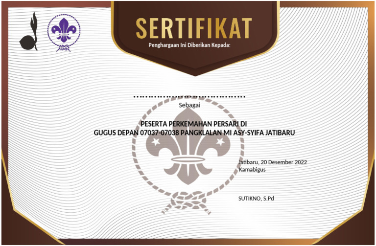 Desain Sertifikat Pramuka Gratis 2 Word Landscape | PDF