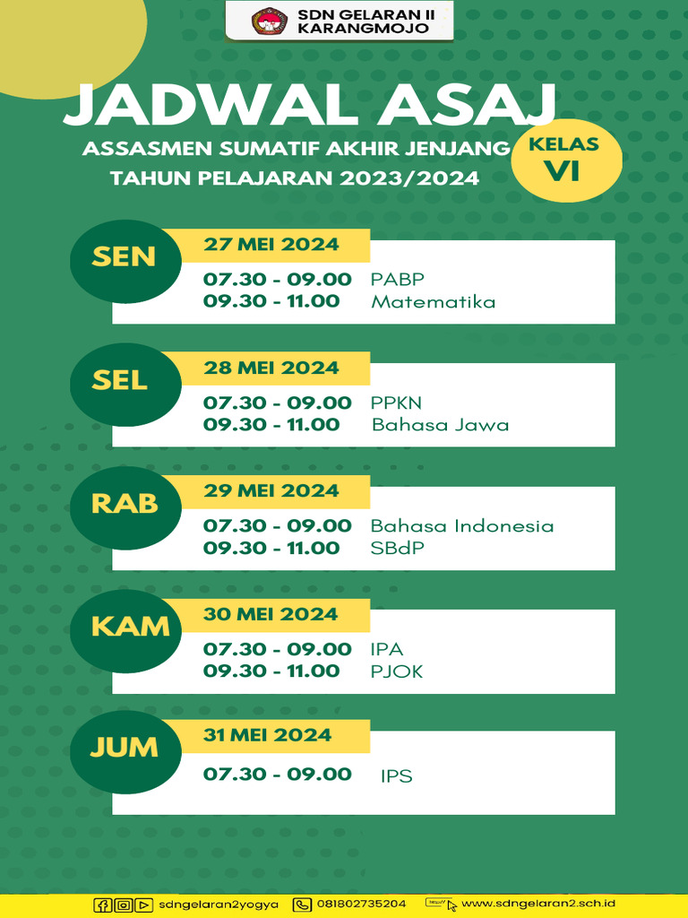 Jadwal ASAJ Tahun 20232024 | PDF