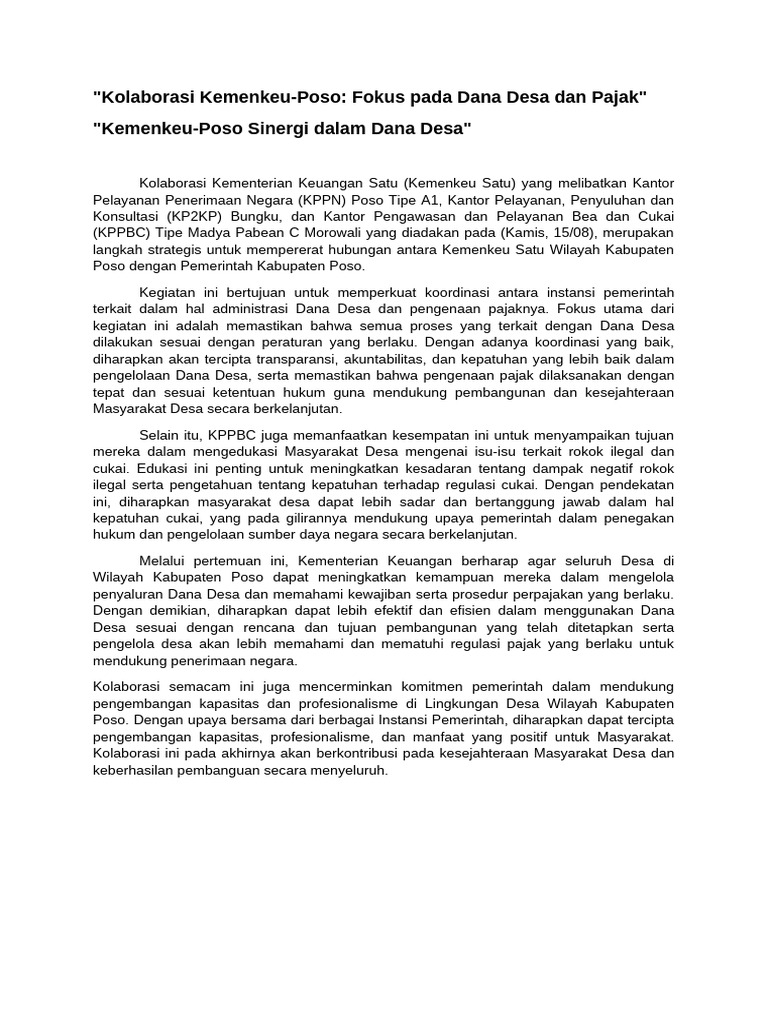 Satkem X Pemdes Poso | PDF