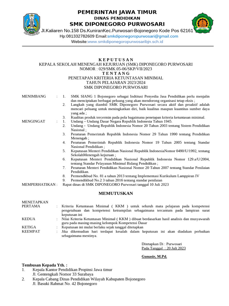 D. SK Penetapan KKM | PDF