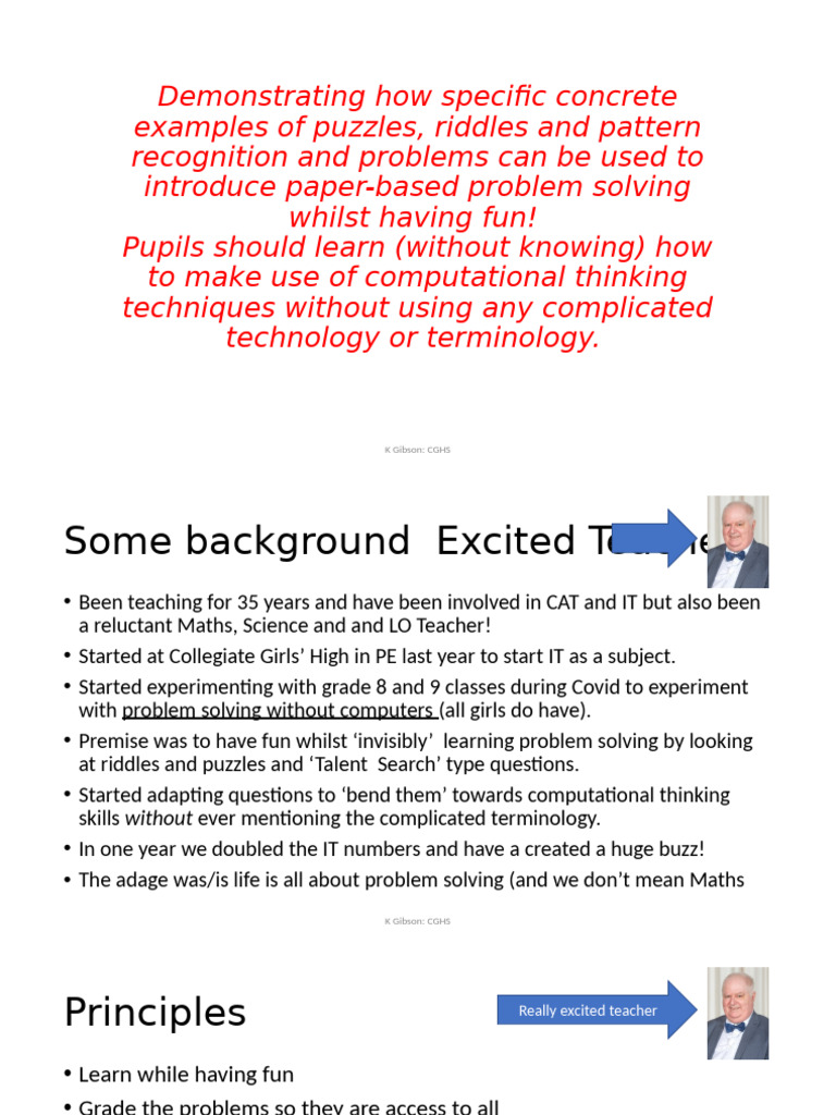 Problem Solving With Computational Thinking Present | PDF