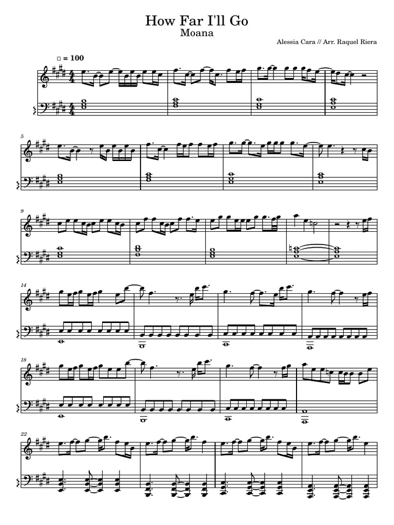 Moana How Far Ill Go Piano | PDF