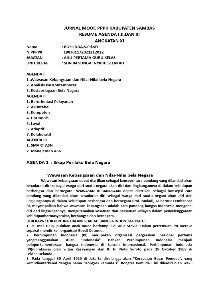 Jurnal Mooc PPPK Sambas Roslinda | PDF | Indonesia | Politics
