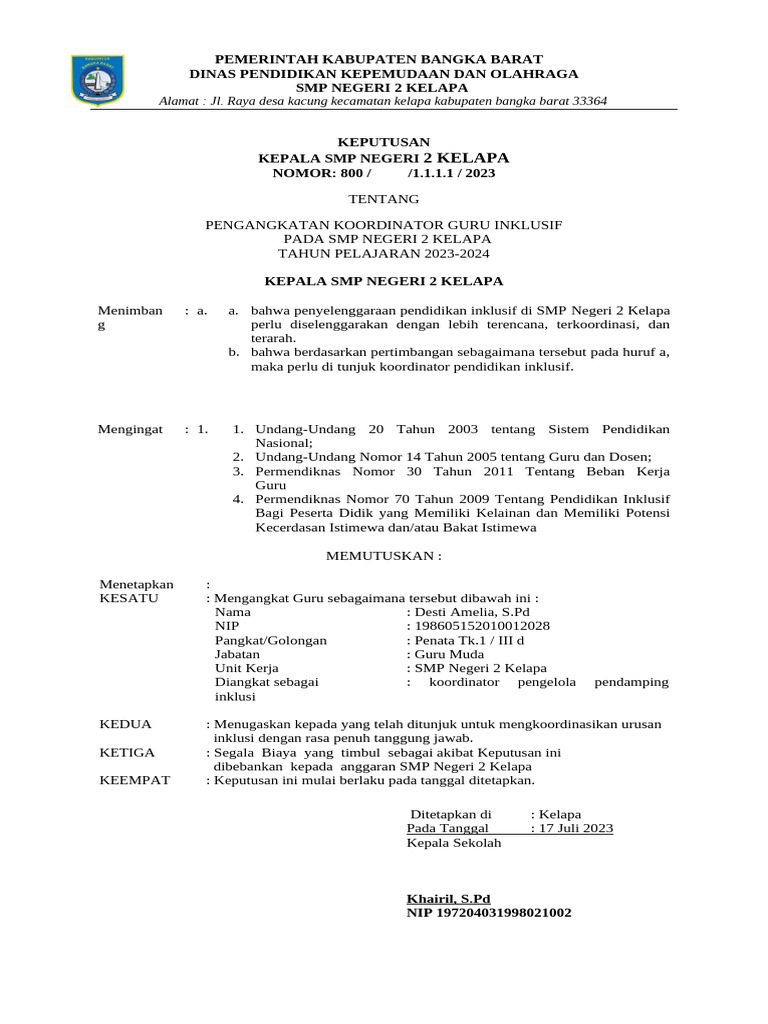 SK Guru Inklusi | PDF