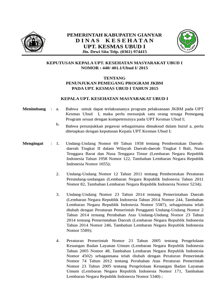 CTH SK Revisi Uraian Tugas | PDF