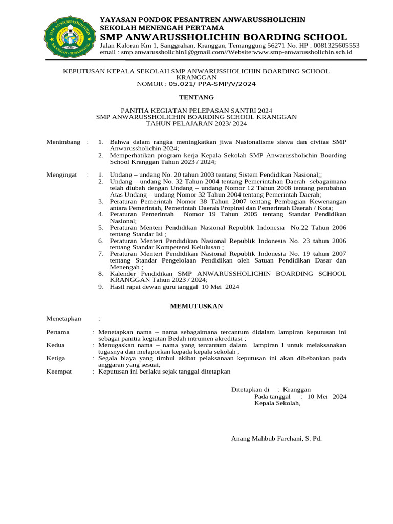 SK 021 Panitia Pelaksana Pelepasan | PDF