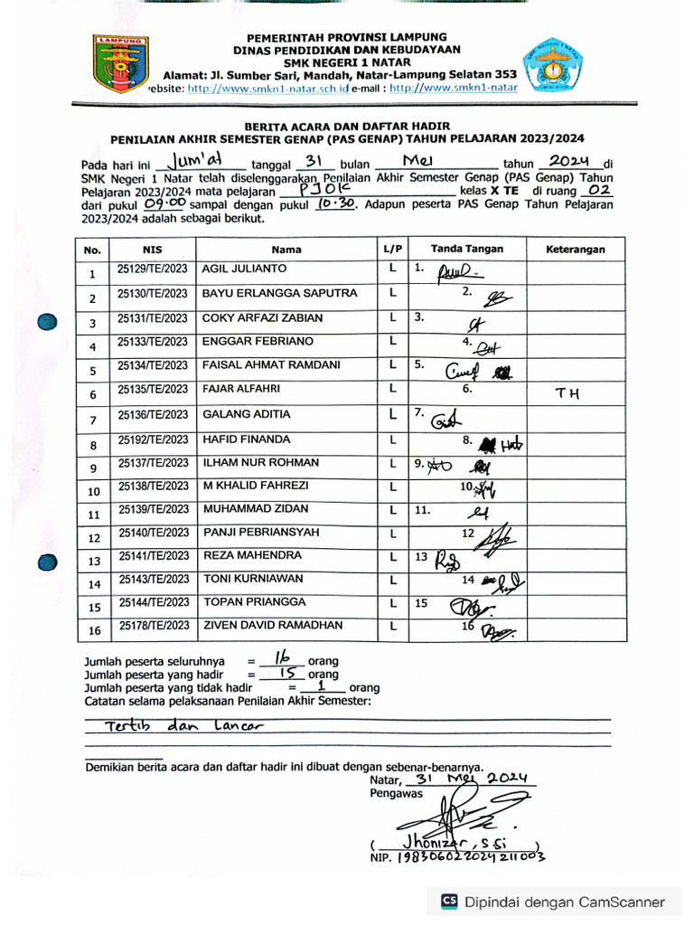 PJOK SAS Genap 2023 - 2024 X TEI | PDF