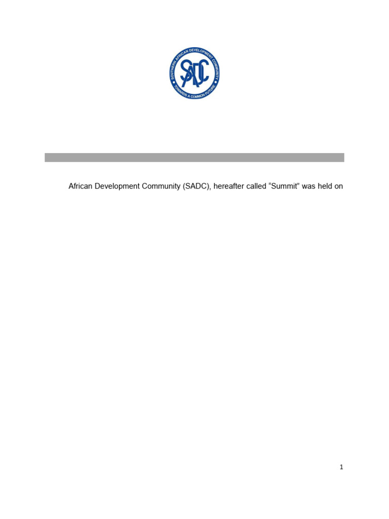 Communique of The 44th SADC Summit, Harare, Republic of Zimbabwe, 17 ...