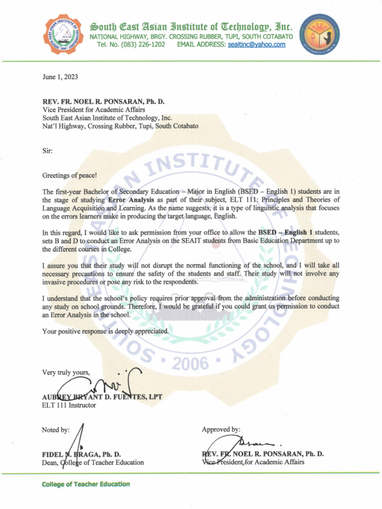 Letter Signed by The VPAA | PDF