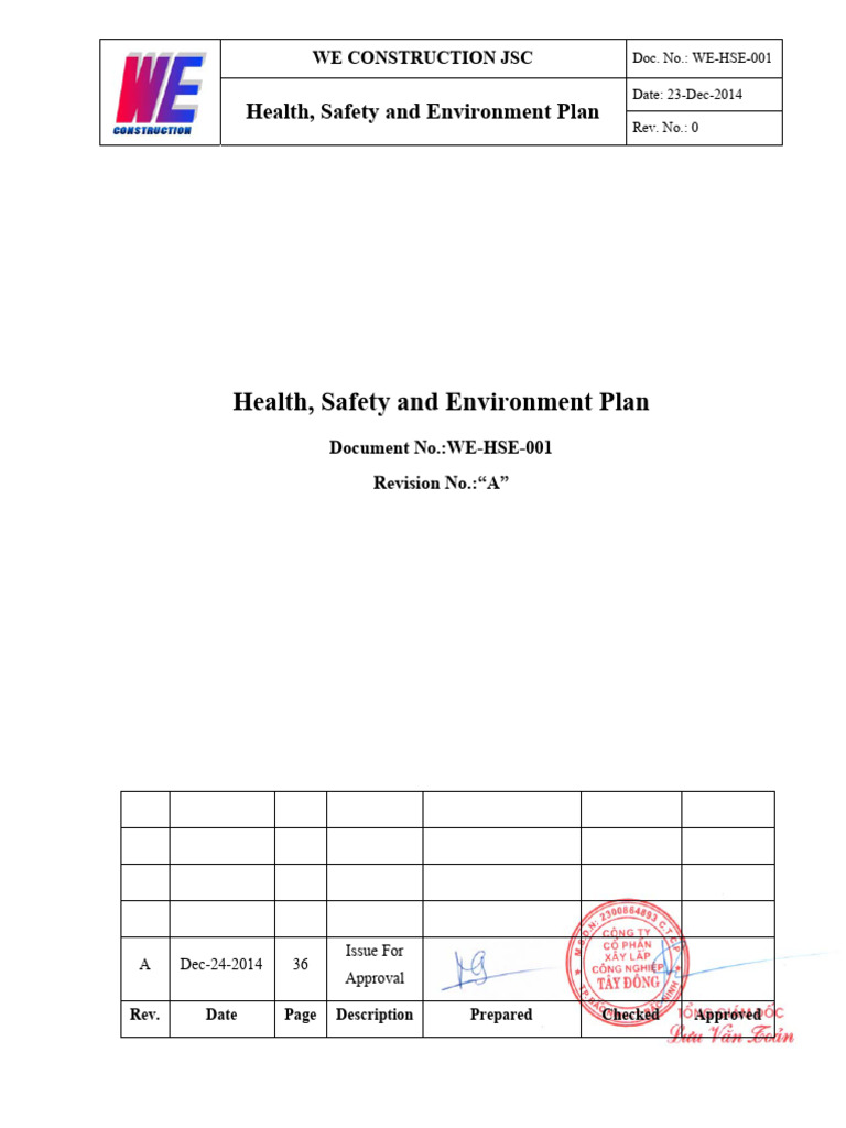 HSE Plan & RISK ASSESSMENT (General) | PDF