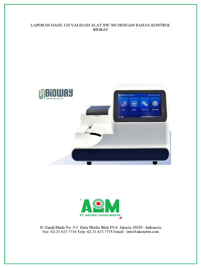 Uji Fungsi Alat BW 300 | PDF
