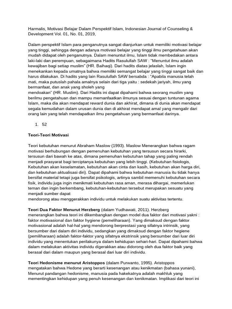 Motivasi Belajar Dalam Perspektif Al-Qur'an | PDF