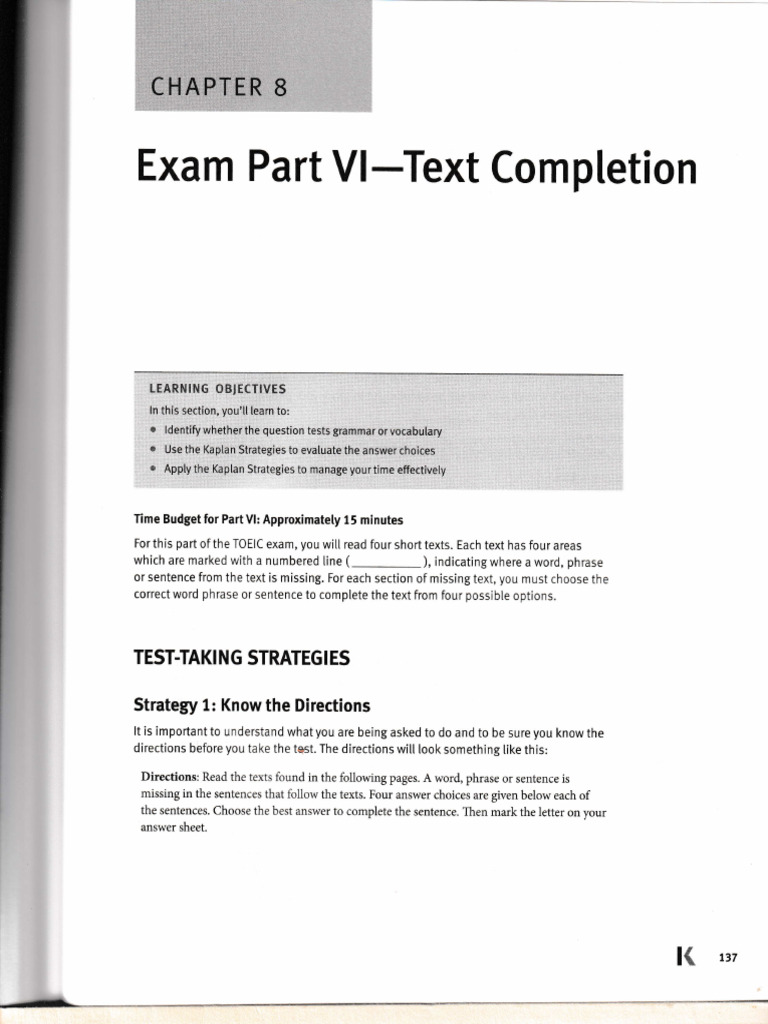 Chapter 8 - Exam Part VI - Text Completion | PDF