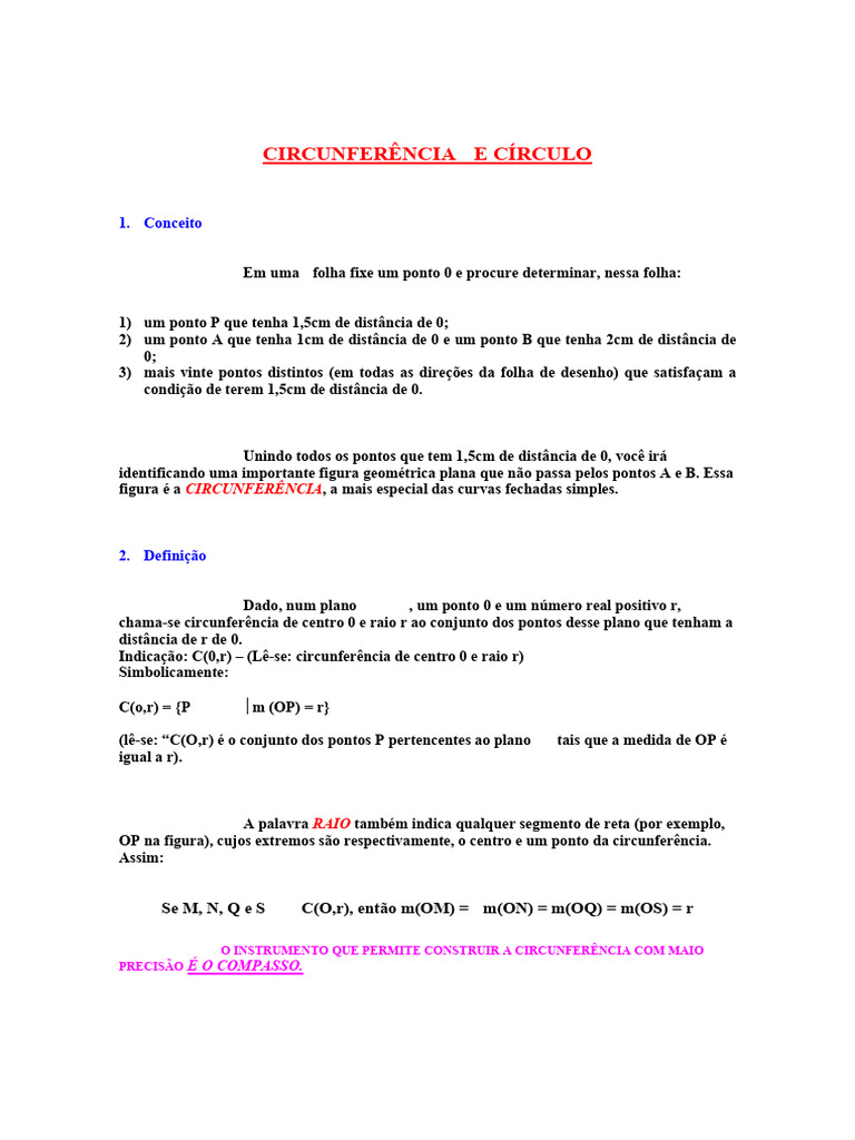 Circunferência e Círculo | PDF