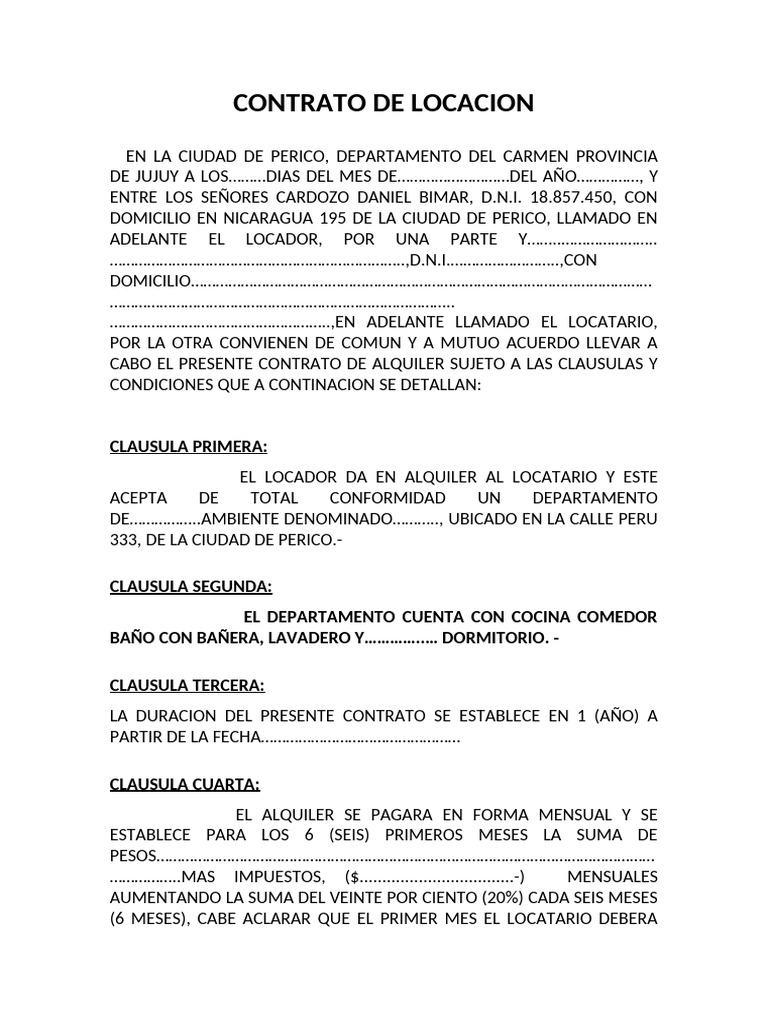Contrato de Locacion 2024 | PDF