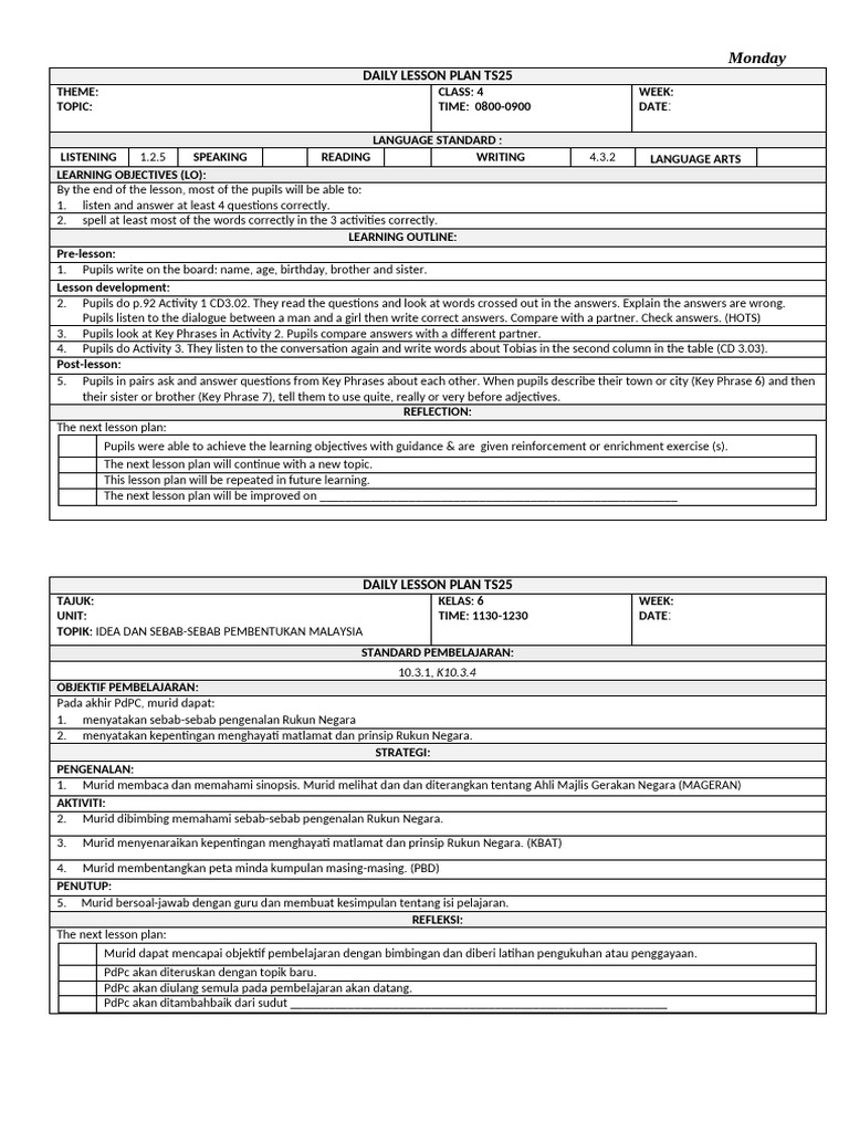 Lesson Plan Week 11 2023 | PDF